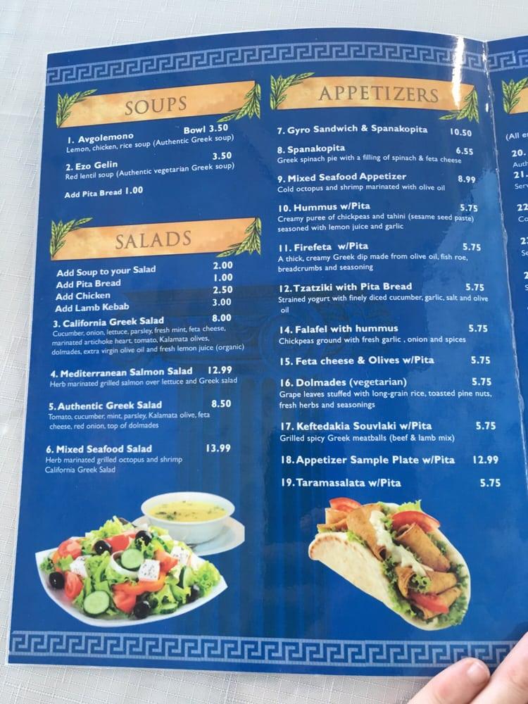 Menu at Athena Gyro restaurant, Palm Desert