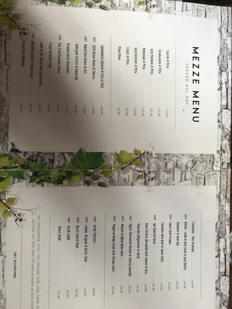 Menu at Dollakis restaurant, Enniskillen