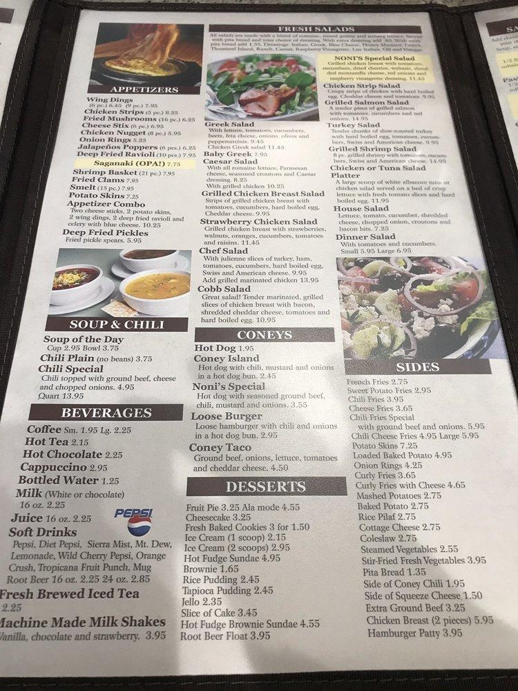 Menu at Noni's Grille of Troy restaurant, Troy