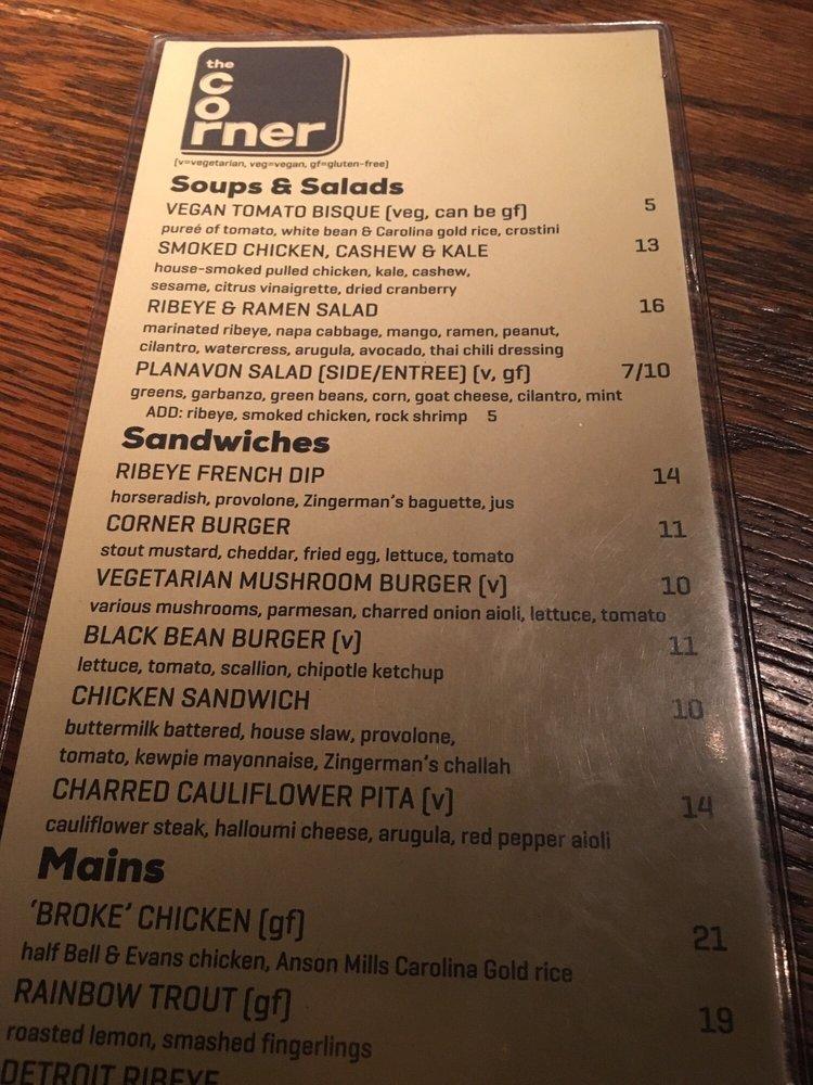 Menu at The Corner Grill, Bar + Game Room, Ferndale