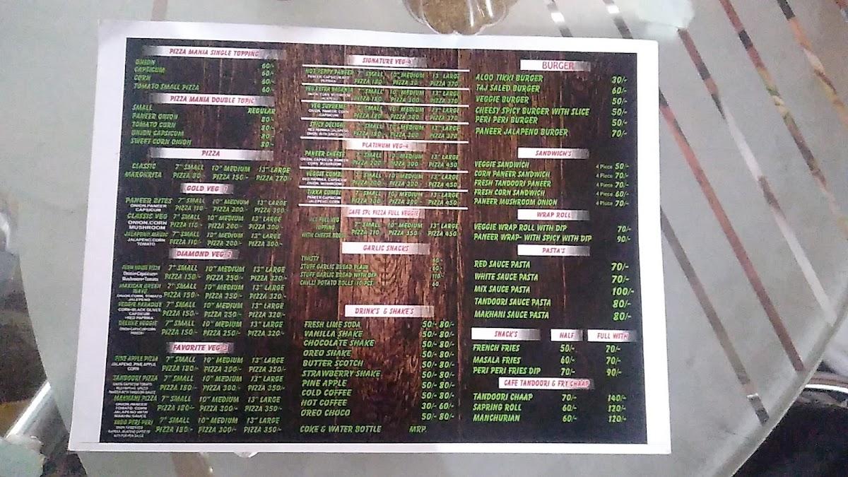 Menu at Vicky pizza cafe, Taraori