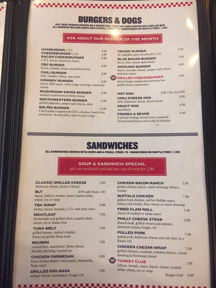 Menu at Whately Diner restaurant, Whately