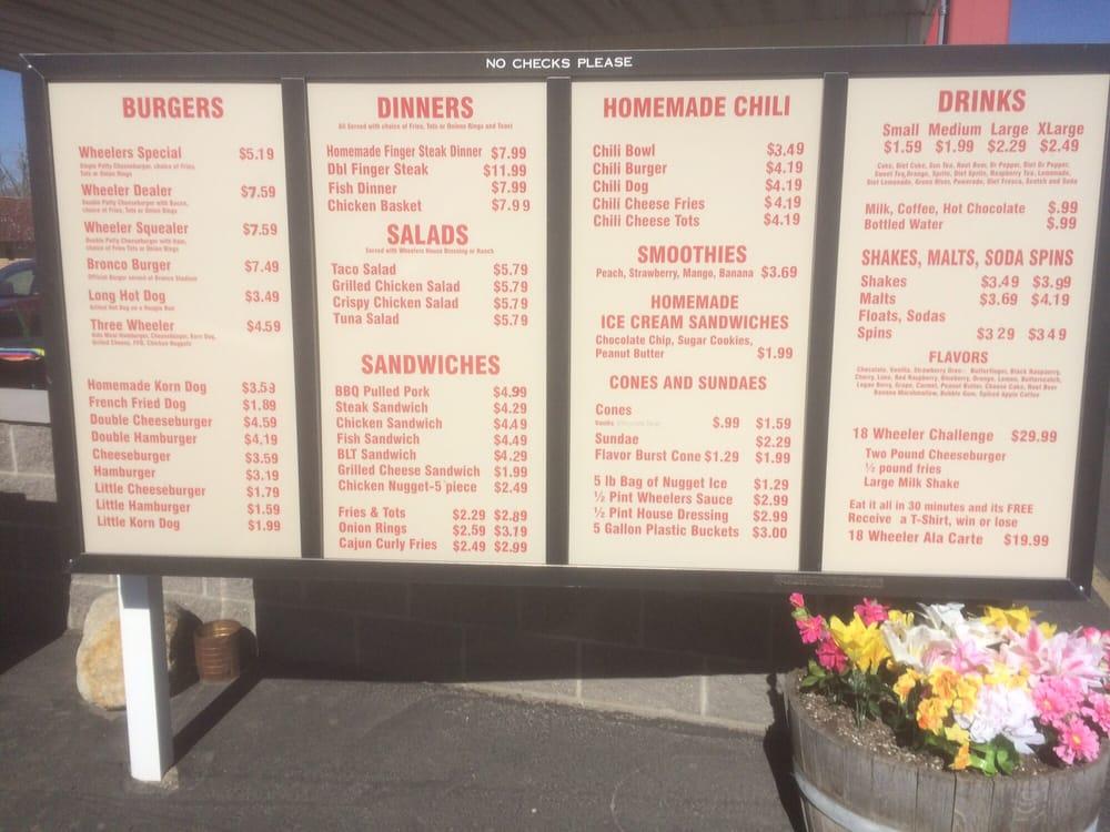 Carta del restaurante Wheeler's Handout, Nampa