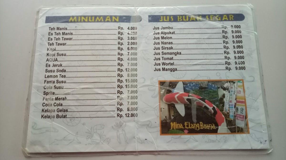 Carta del restaurante IKAN BAKAR MINA ELANG BUANA, Sukomaju