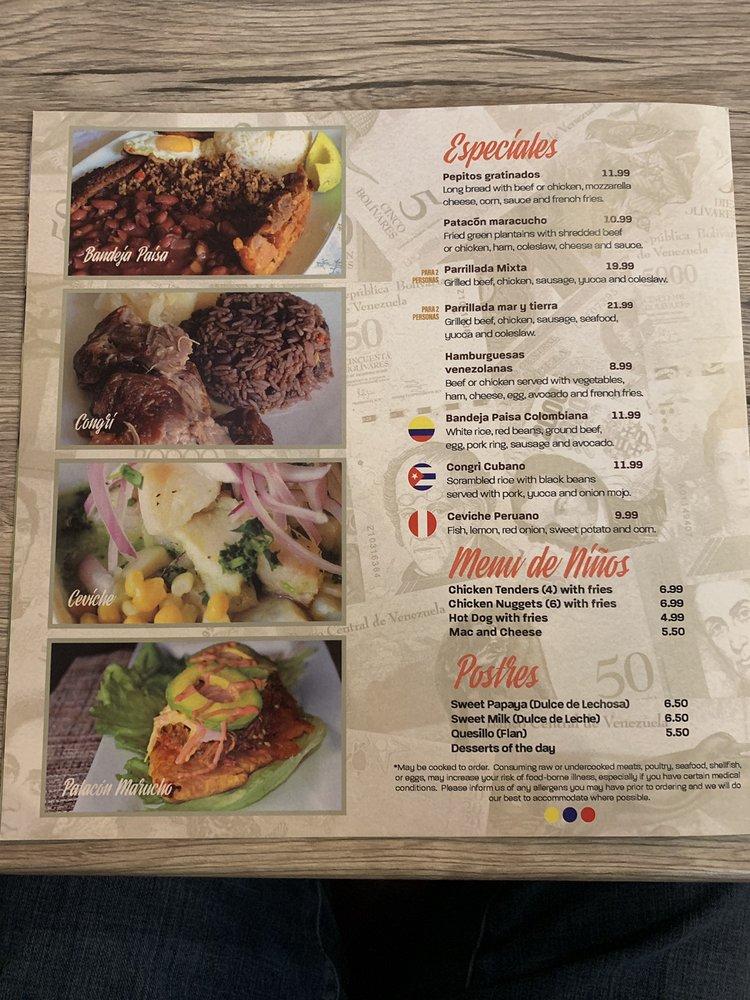Carta del restaurante LA VINOTINTO, Myrtle Beach