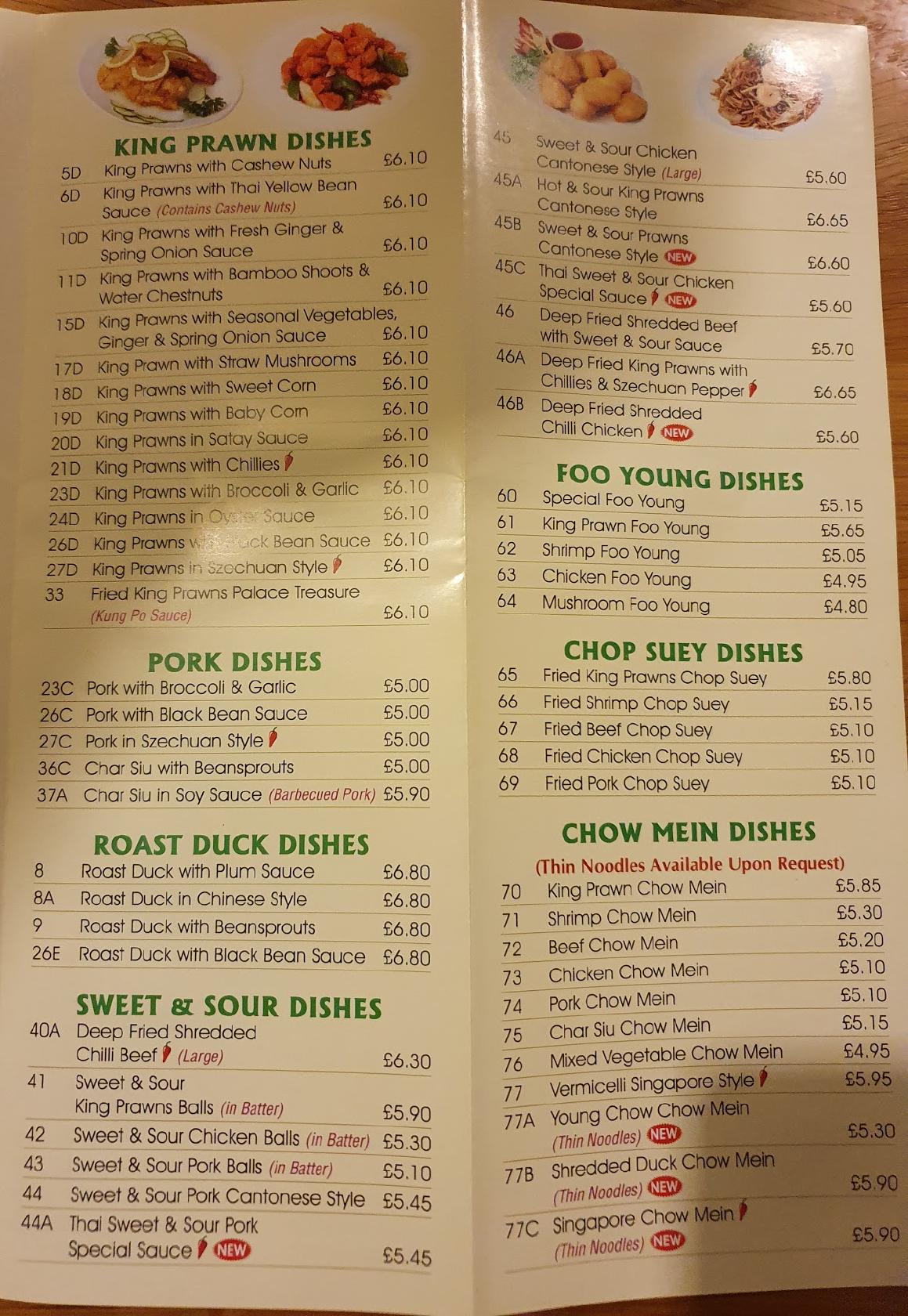 Menu at Ming Wah fast food, Letchworth Garden City