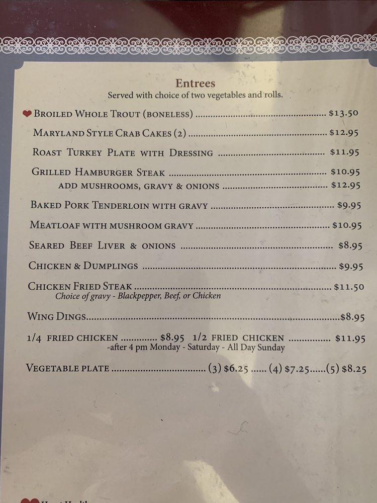 Menu at Mrs. Rowe's Family Restaurant & Catering, Staunton
