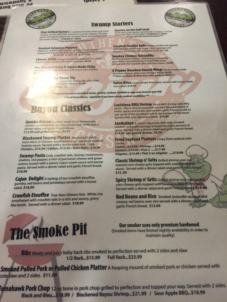 Menu at Swampwater Grill BBQ, Cincinnati