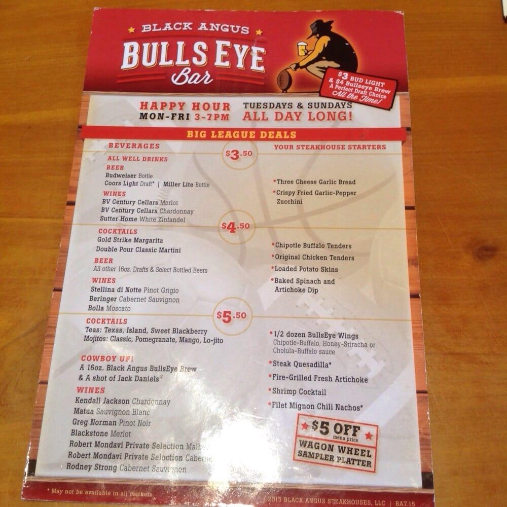Menu at Black Angus Steakhouse, Torrance