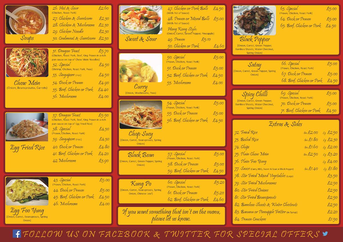 Menu at Dragon Feast Chinese Takeaway, Derby