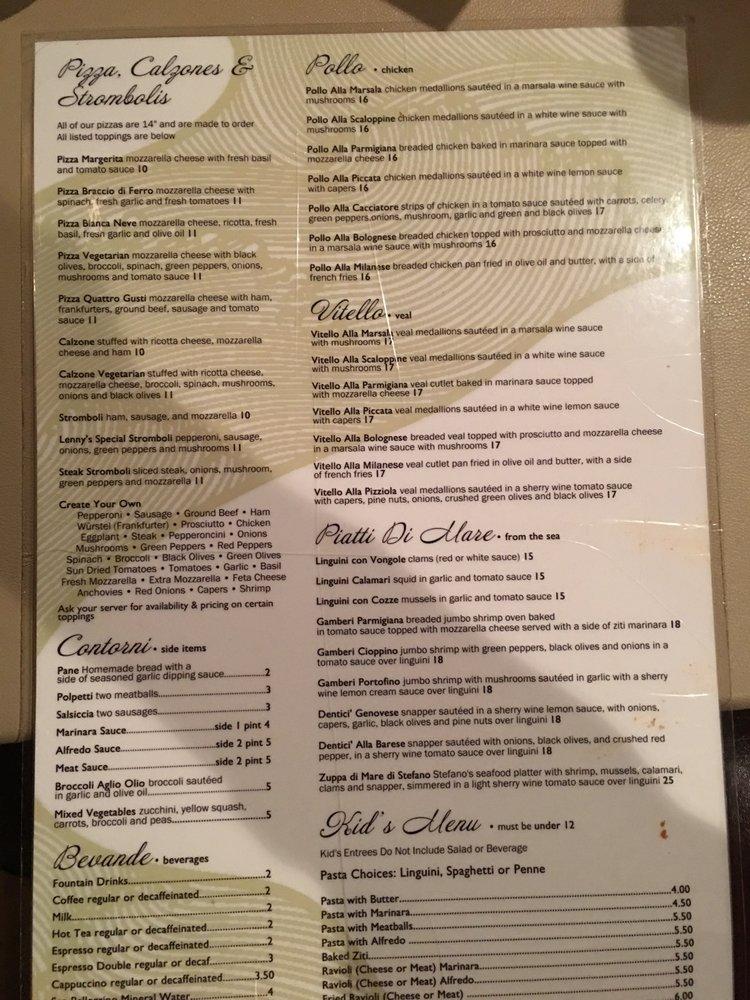 Menu at Stefano's Trattoria pizzeria, Winter Springs, Tuskawilla Rd