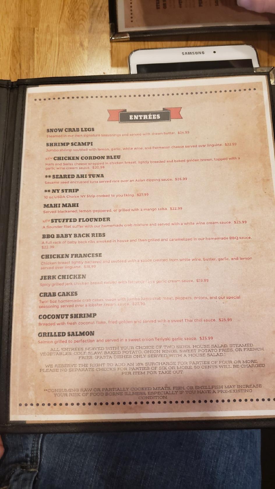 Menu at Sunset Grille pub & bar, Marco Island, 900 S Collier Blvd