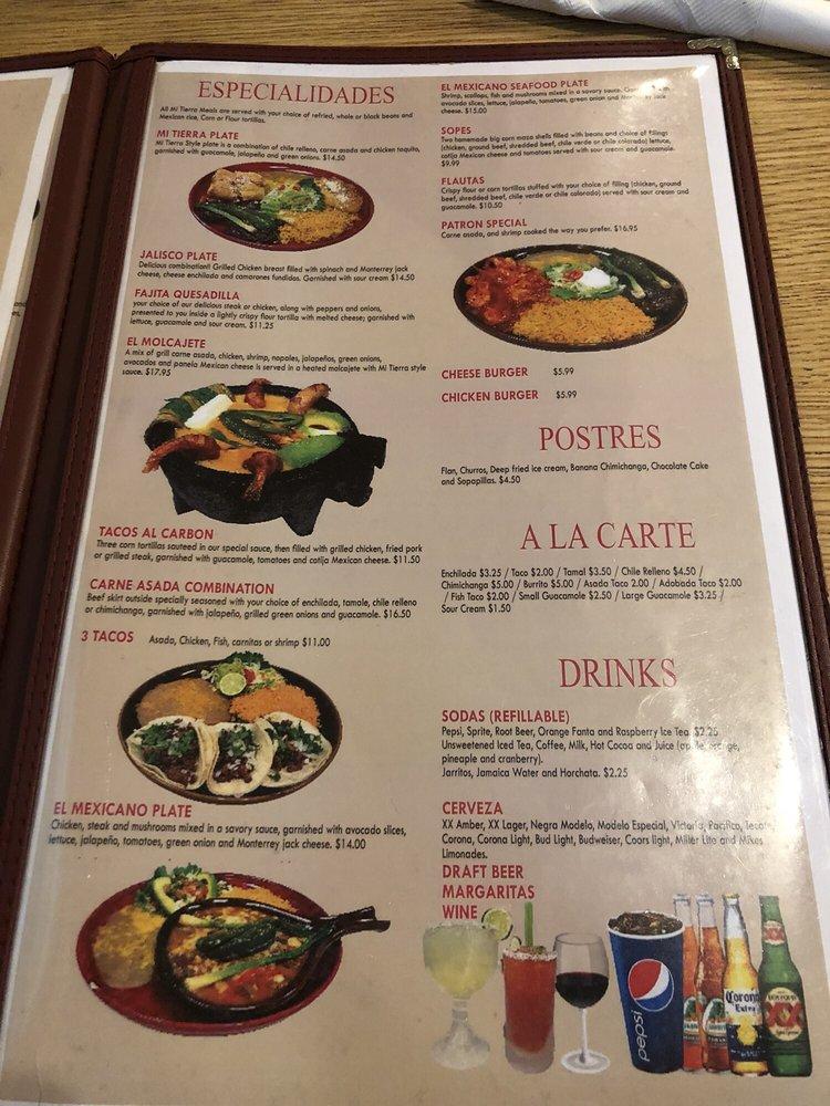 Menu at Mi Tierra restaurant, Twin Falls