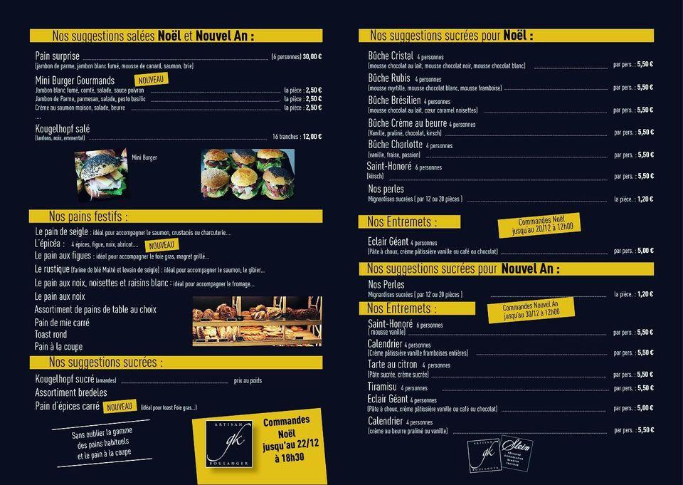 Menu at Boulangerie GK, Haguenau