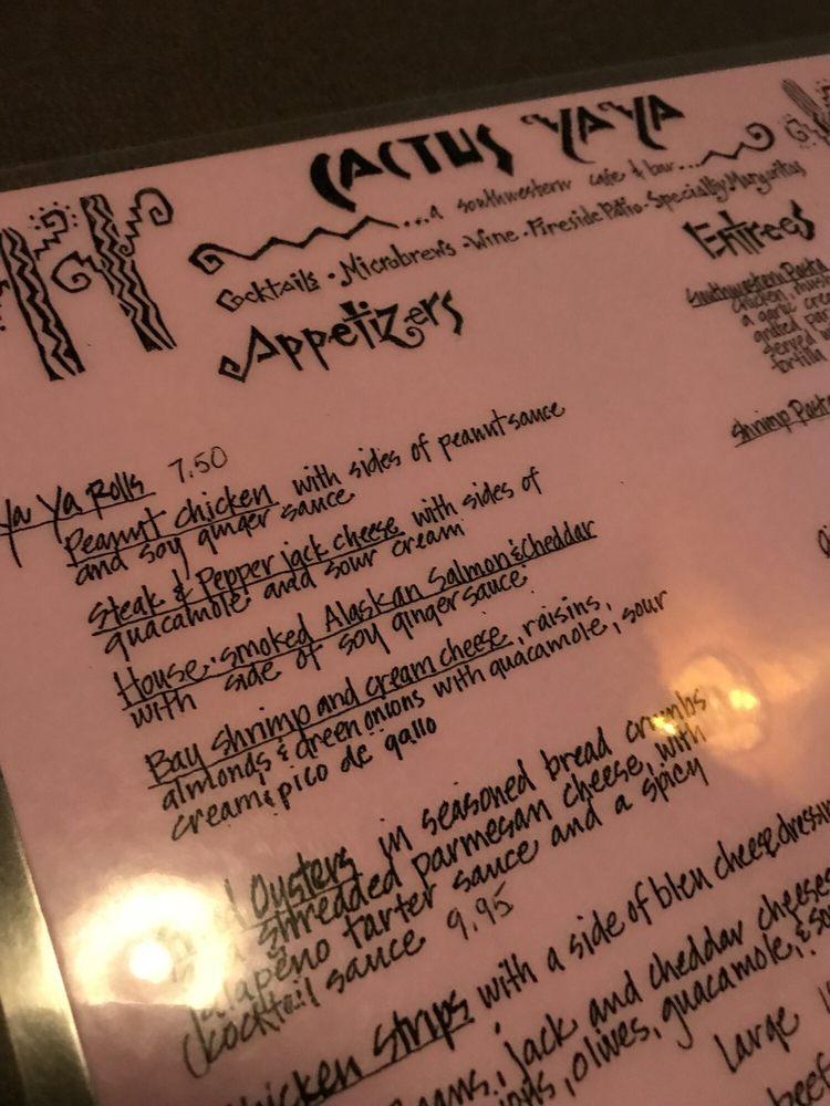 Menu at Cactus Ya Ya pub & bar, Vancouver