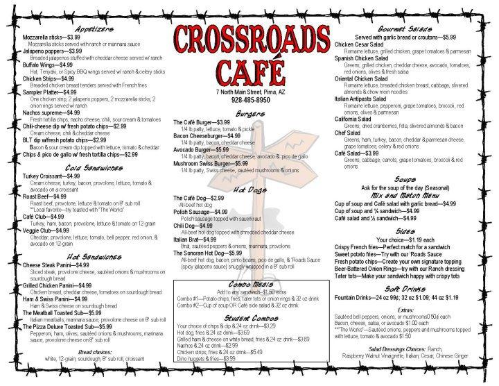 Menu at Crossroads Market & Cafe, Pima