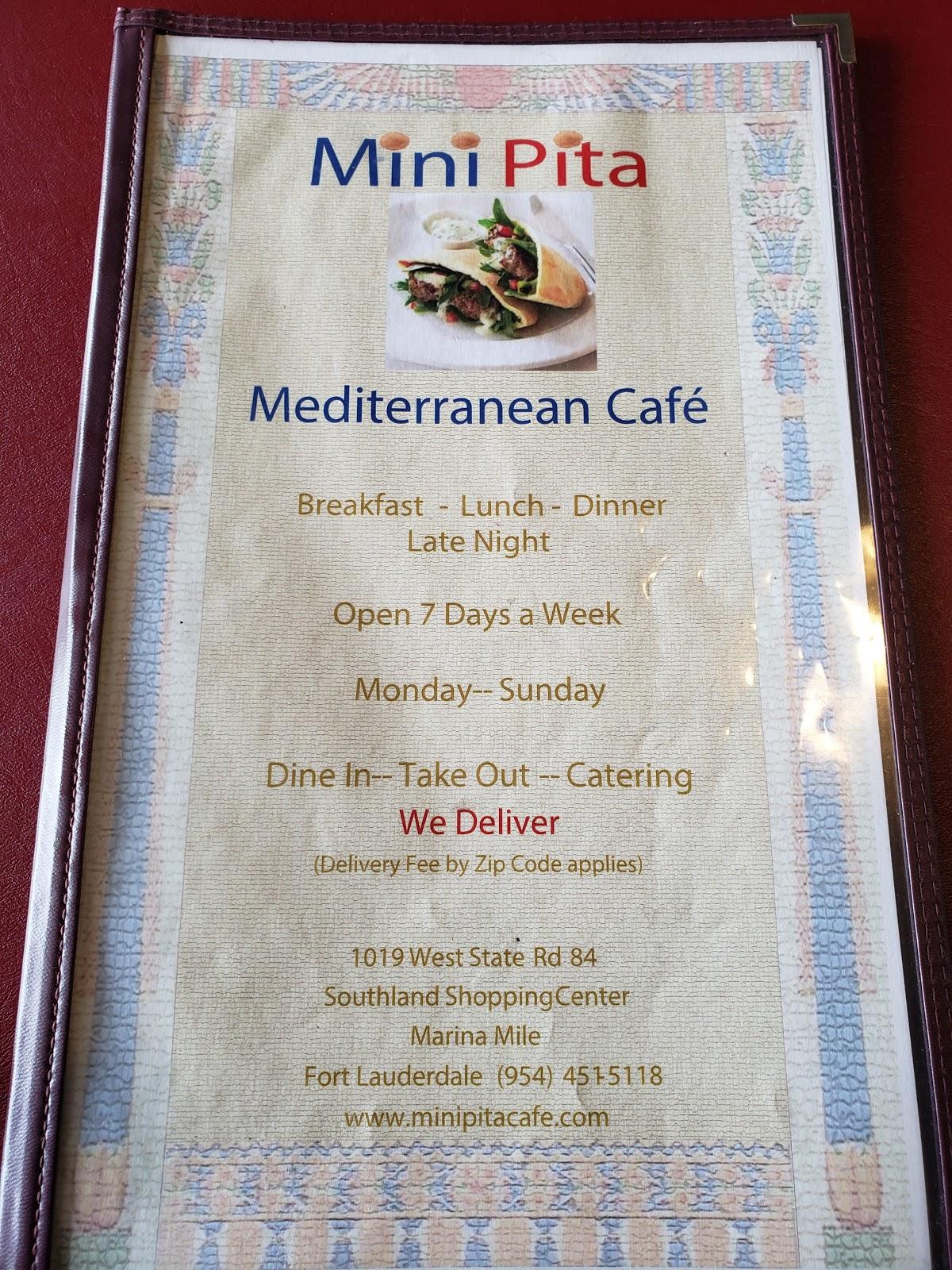 Menu at Mini Pita Mediterranean Cafe, Fort Lauderdale
