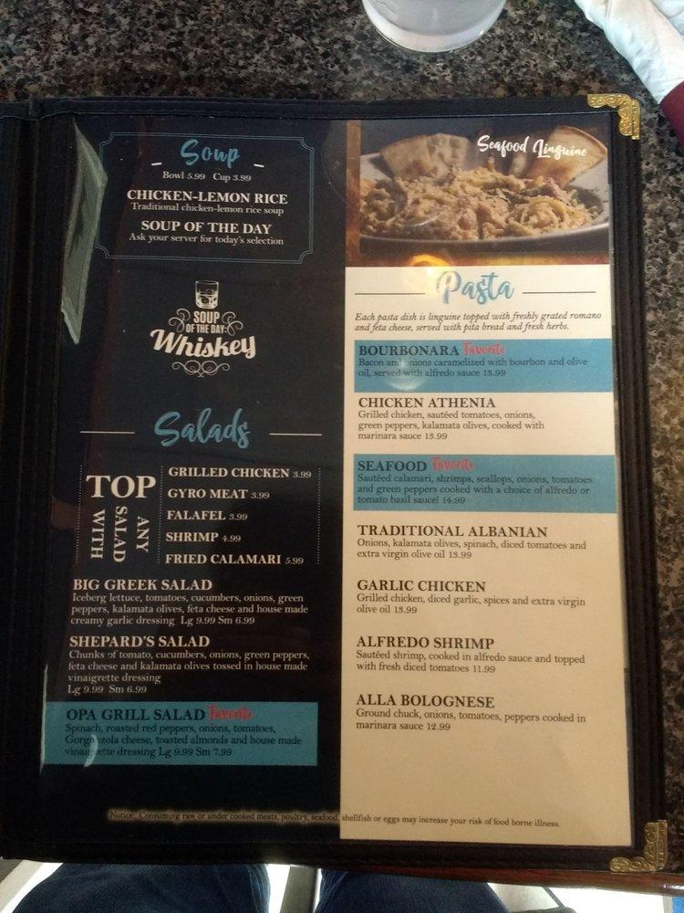 Menu at Opa Grill & Tavern restaurant, Delaware, 18 S Sandusky St
