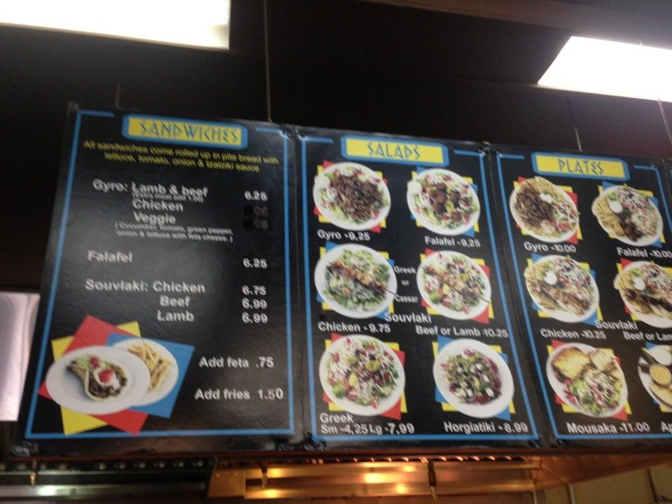 Menu at Santorini Greek Grill restaurant, Kirkland