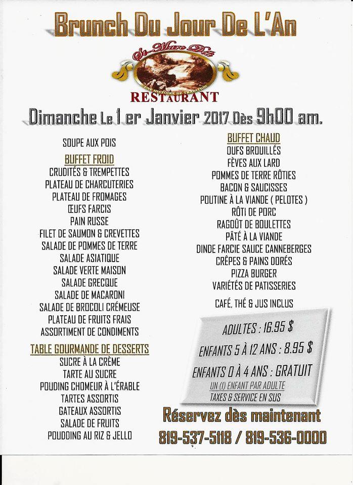 Menu au Restaurant St-Marc Déli, Shawinigan