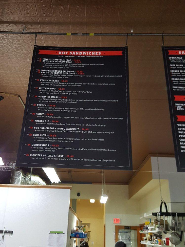 Menu at Anvil Meat Market, Cedar Rapids