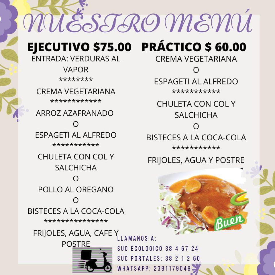 Menu at Barra de Café la Granja, Tehuacán