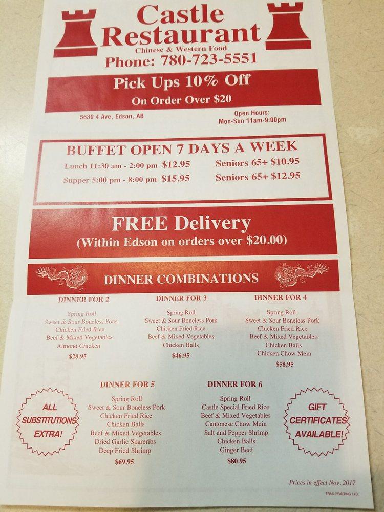 Menu at Castle Restaurant, Edson