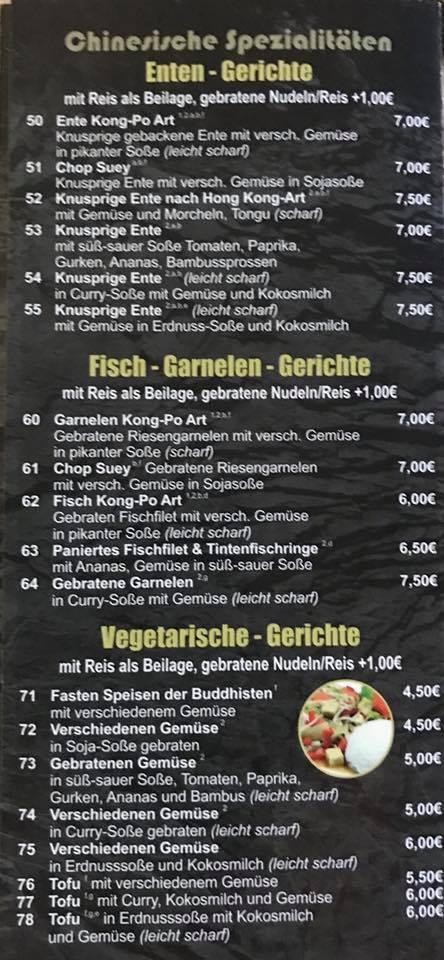 Menu at China-Restaurant Fung Wong, Wangen im Allgäu