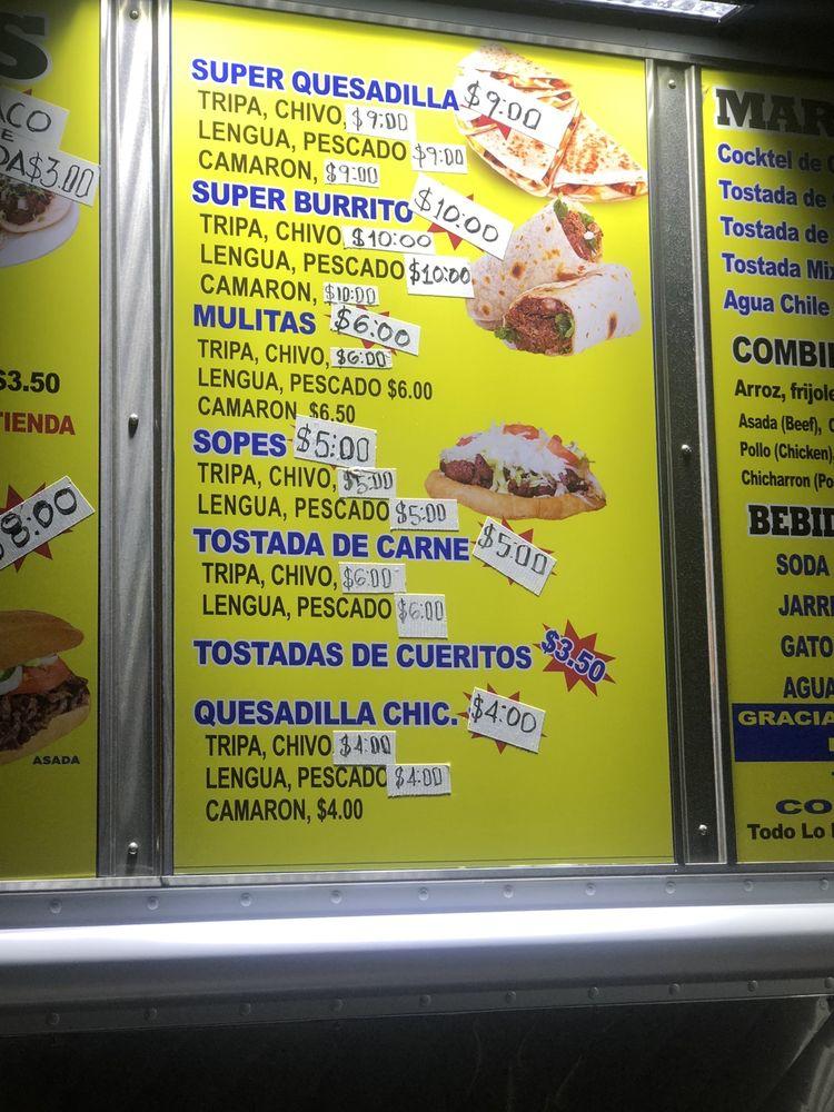 Menu at Eben Ezer restaurant, Madera