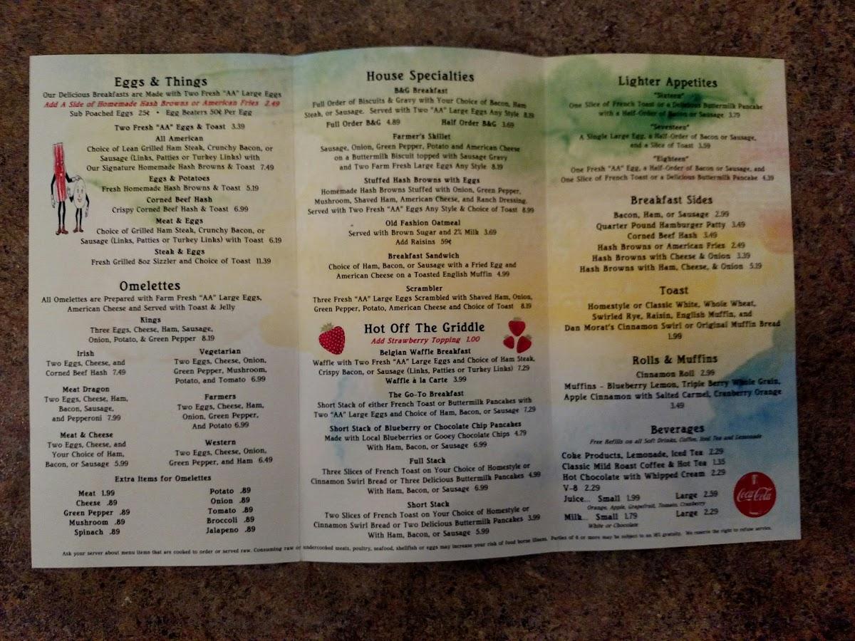 Menu at Gary's Restaurant, Whitehall