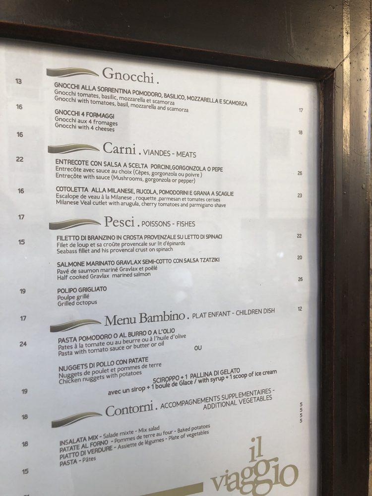 Menu at Il Viaggio - Restaurant Cannes, Cannes