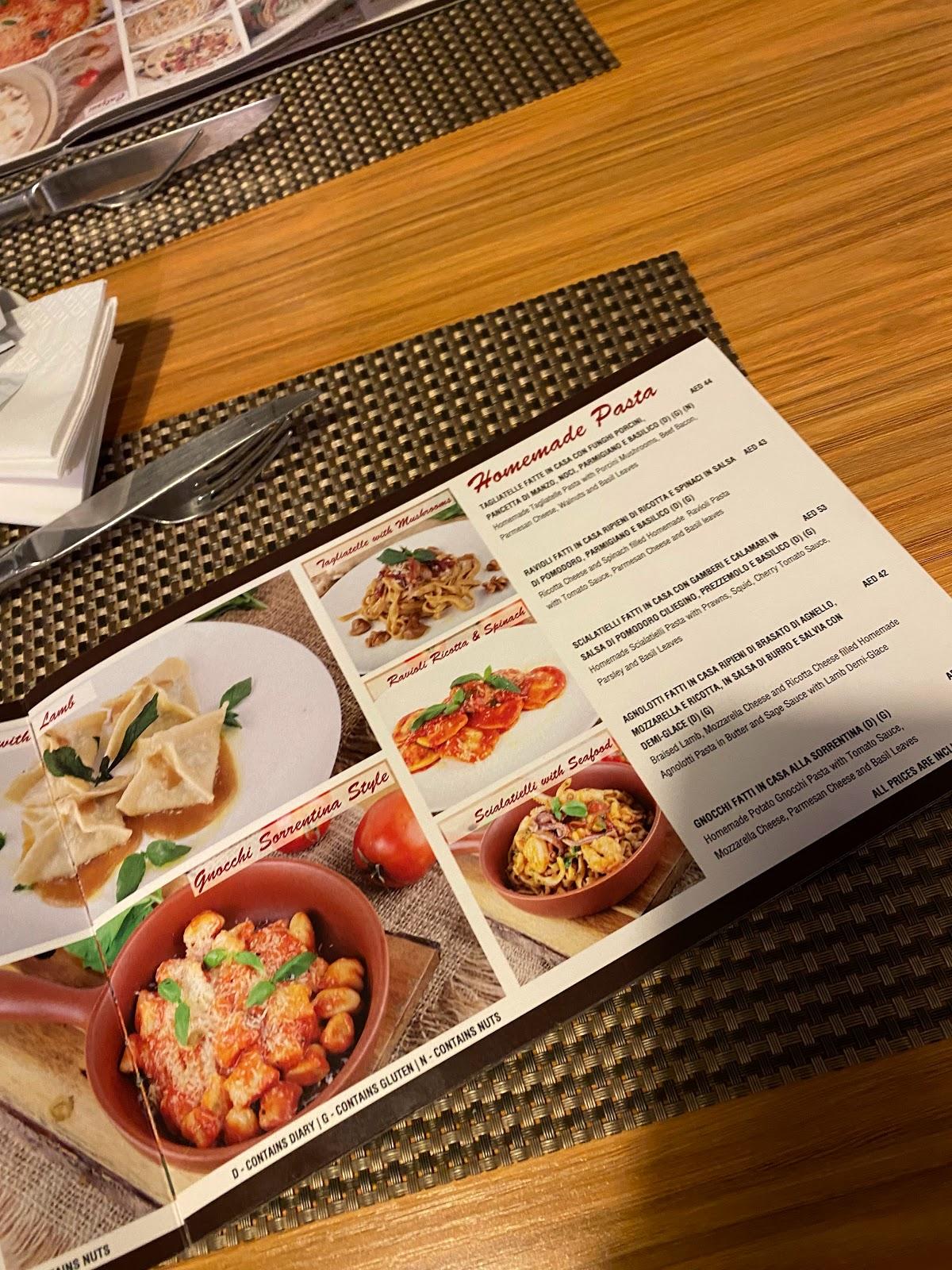 Menu at La Burrata Italian restaurant, Ras Al-Khaimah, Al Riffa
