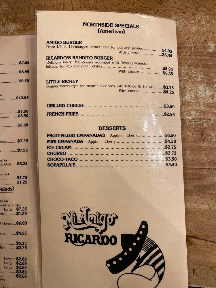 Menu at Mi Amigo Ricardo restaurant, Casa Grande