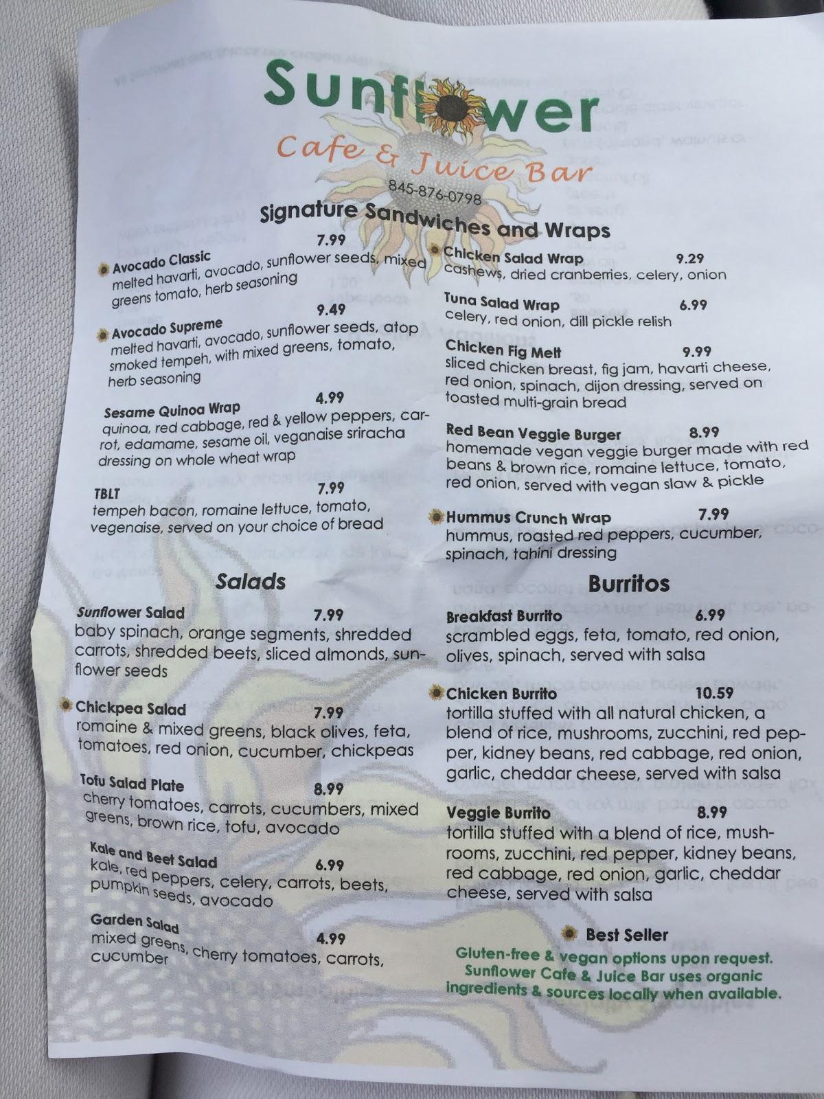 Menu at Sunflower Market pub & bar, Rhinebeck