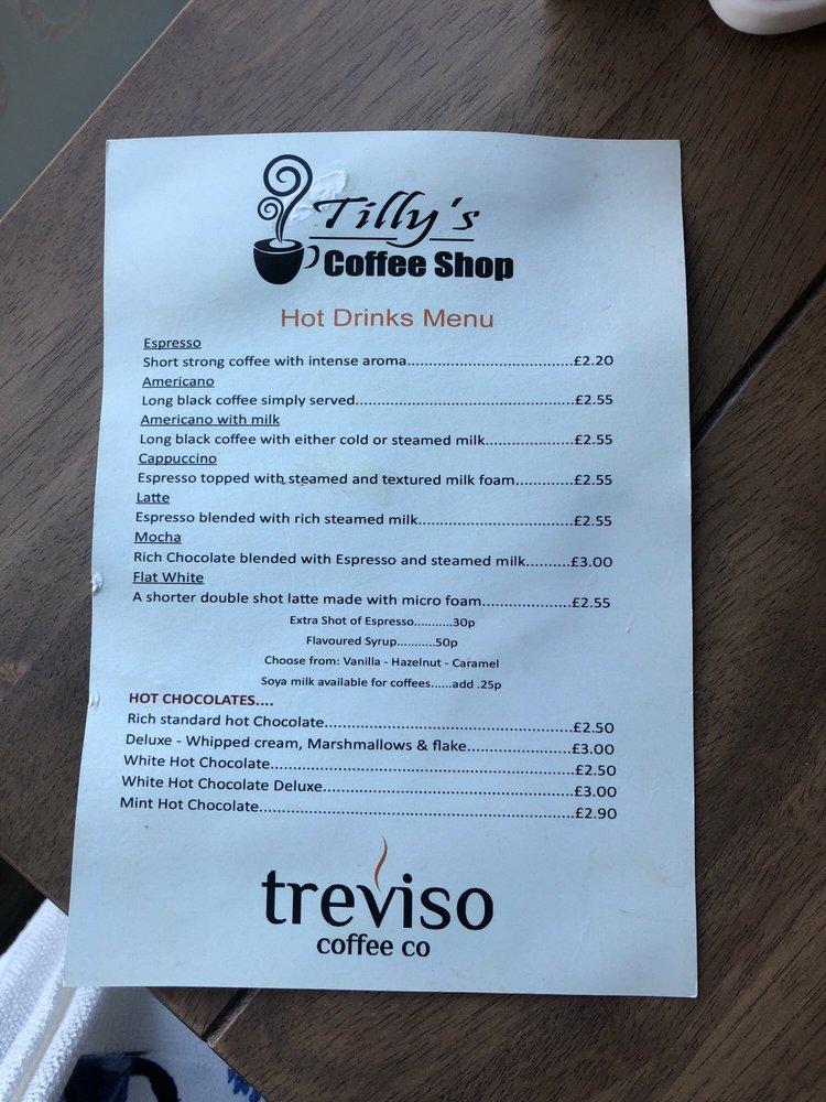 Menu at Tilly's Coffee Shop restaurant, Bunbury
