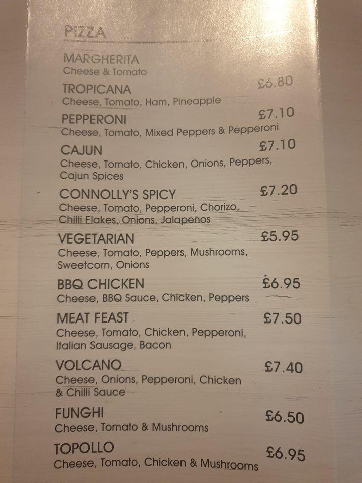 Menu at Connollys restaurant, Eglinton, 4 Main St