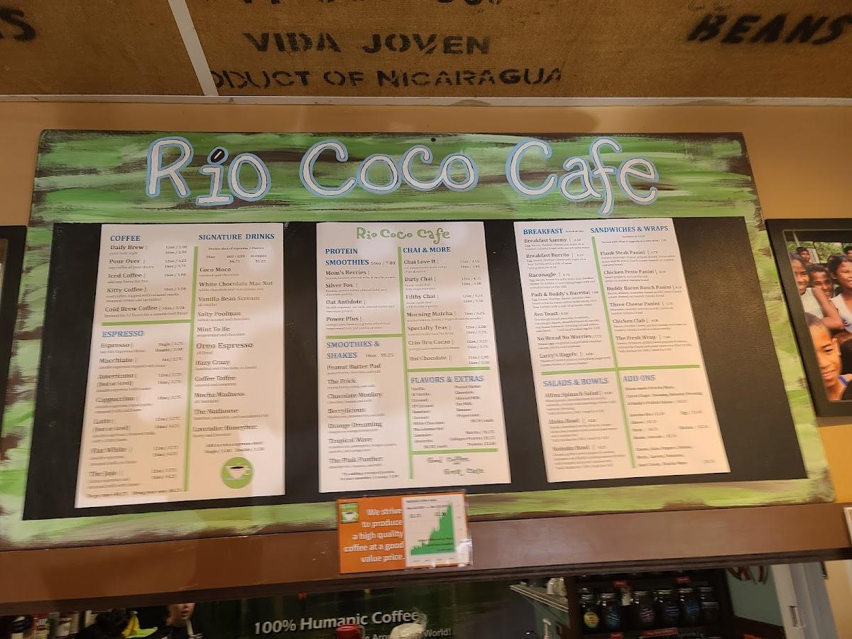 Menu at Rio Coco Cafe & Roastery, Vero Beach