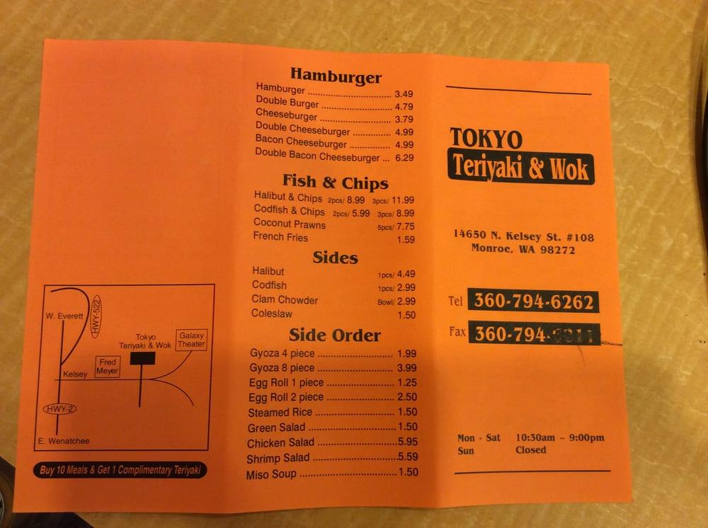 Menu at Tokyo Teriyaki & Wok restaurant, Monroe