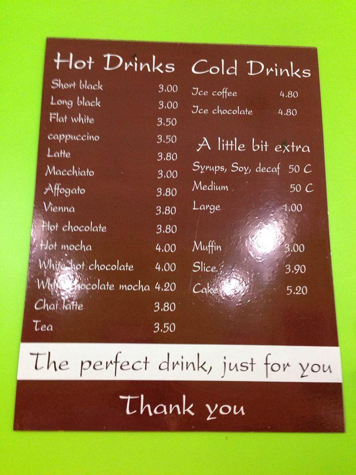 Menu at Top Ten Thai restaurant, Auckland