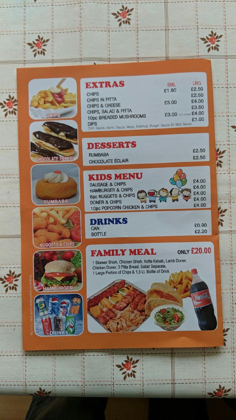 Menu at The Best Kebab fast food, Royal Tunbridge Wells