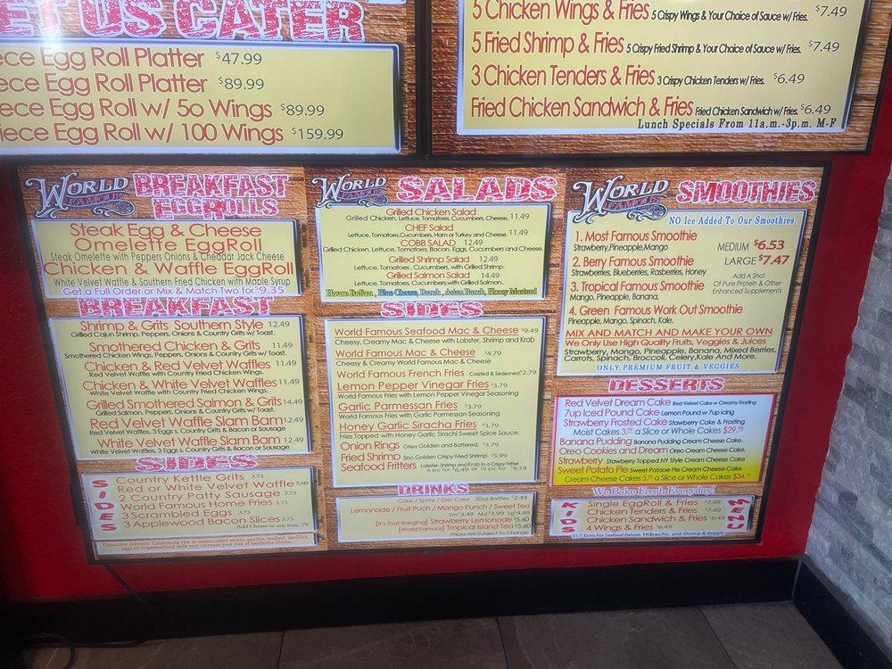 Menu at World Famous restaurant, Hollywood