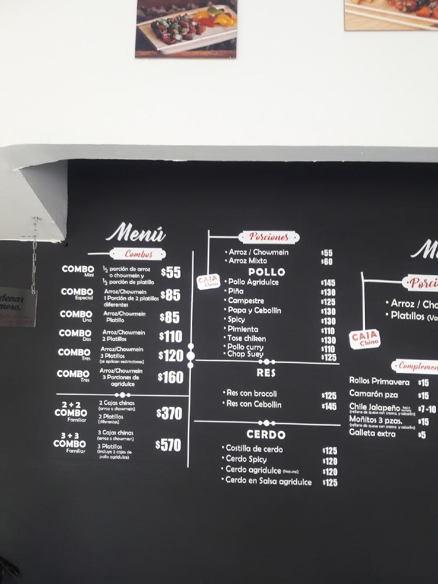 Menu at Comida China restaurant, Torreón, C. Saltillo 121