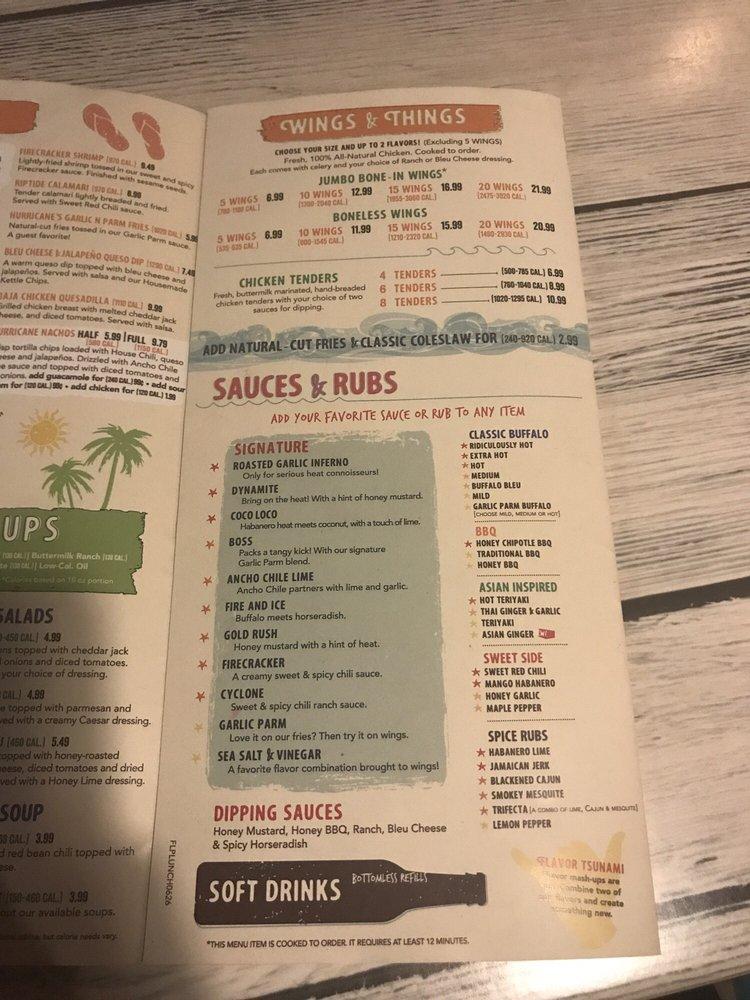 Menu at Hurricane Grill & Wings-Wekiva Riverwalk restaurant, Apopka, E ...