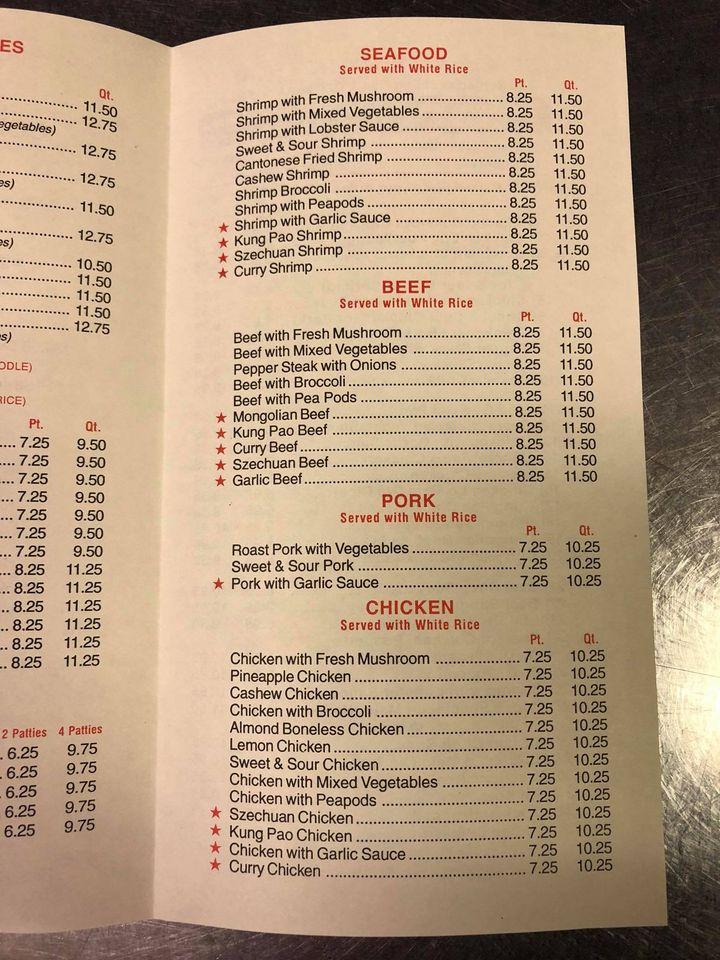 Menu at Ming Sun Restaurant, Melvindale