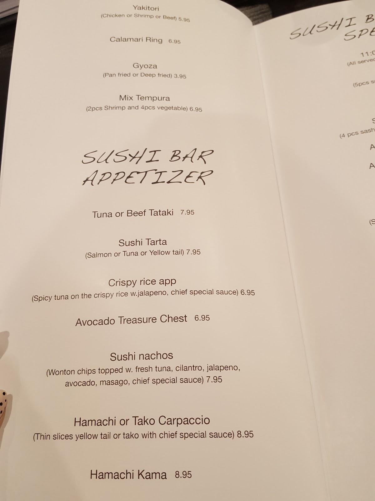 Menu at Oyshi - Sushi & Hibachi restaurant, Grand Prairie