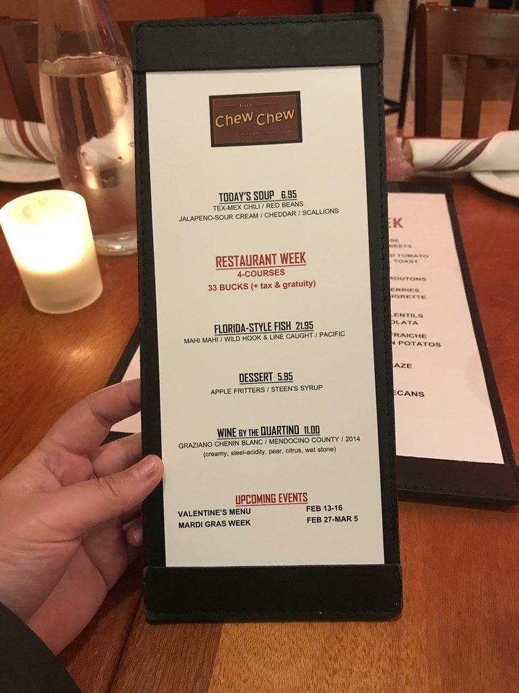 Menu at The Chew Chew restaurant, Riverside