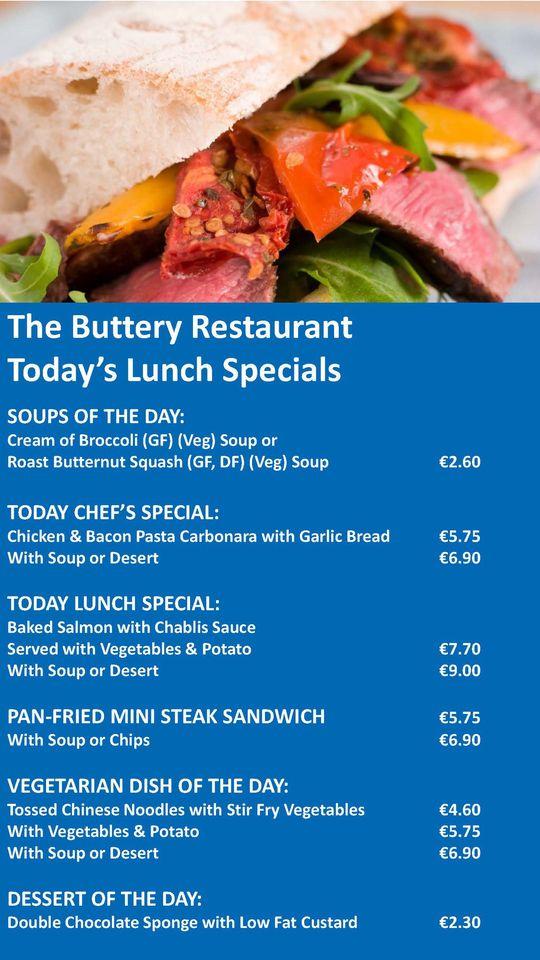 Menu at Trinity College Catering cafeteria, Dublin