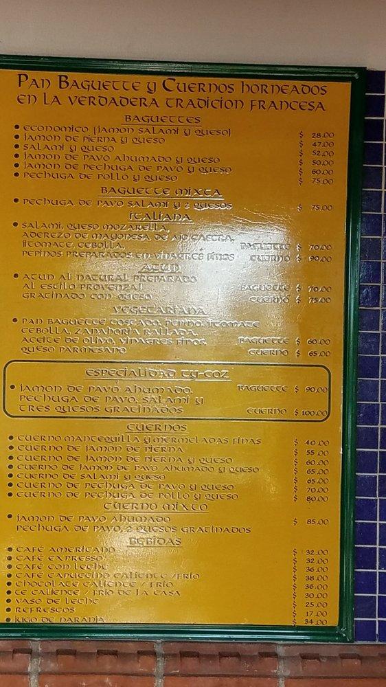 Menu at Ty-Coz Express fast food, Cancún, Av. Tulum Andador 3 SM2