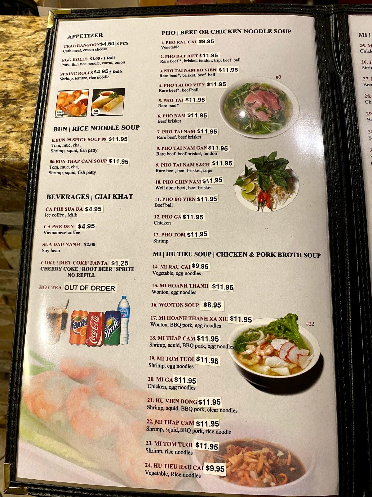 Menu at Asian Palace Restaurant Phở 99, Grand Rapids