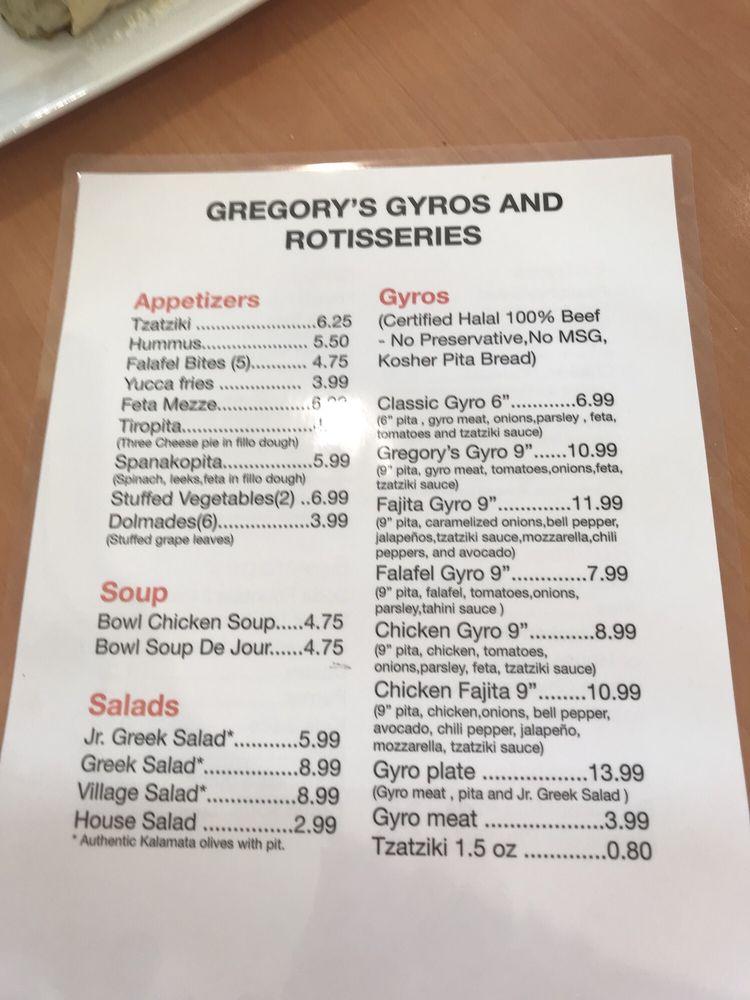 Carta del restaurante Gregory's Gyro & Rotisserie, League City, E ...